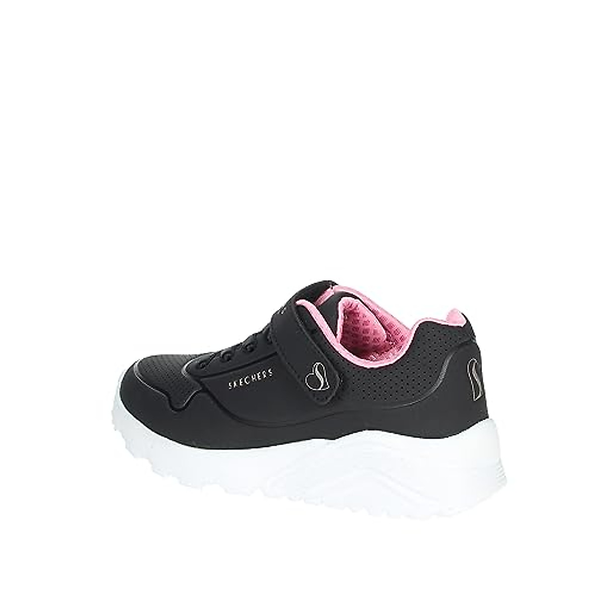 Skechers Kids Twinkle Toes Uno Lite Sneaker, Black/Rose Gold, 4