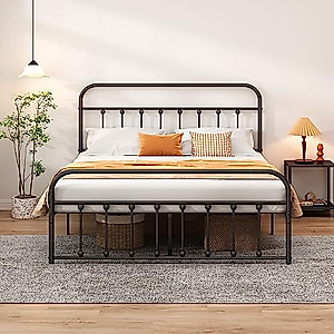 Closadin Classic Metal Platform Bed Frame with Heaboard and Footboard,Strong Metal Slats Support,No Box Spring Needed,Easy Assembly,Queen Size,Black