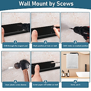 Magnetic Paper Towel Holder,Togbcee 12" Multifunctional Ktchen Towel Rolls Bar with Strong Magnet Backing-Stable Stick to Any Ferrous Surface-Fit Refrigerator,Grill etc. (Carbon Steel Black)