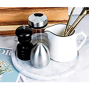 Moreast Natural Grey Marble Tray, Decorative Real Stone Round Tray, Genuine Marble Tray for Bathroom, Kitchen, Dresser, Vanity, Holding Jewelry, Perfume, Shampoo, 8"