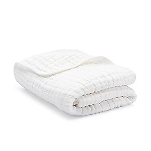 Comfy Cubs Baby Muslin Blanket, Swaddle for Newborns and Toddlers, Large 40” x 40” Cover, 6-Layer Plush Softness for Infant Swaddling, Receiving, or Tummy Time, Shower Gift (White, Baby - Muslin)
