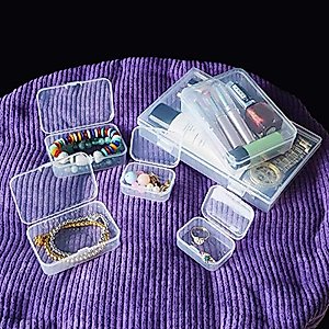 Goodma Mixed Sized Rectangular Plastic Boxes with Hinged Lids Clear Transparent & Colored Version Bundle