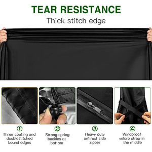 Patio Umbrella Cover Waterproof Umbrella Covers for 7ft to 11ft Garden Umbrellas, Parasol Cover Waterproof and Durable Market Umbrella Cover with Zipper, Waterproof Outdoor Market Umbrella Cove, Black