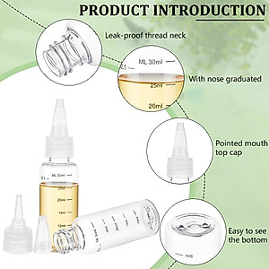 BENECREAT 18Pcs 30ml/1Oz Transparent Plastic Squeeze Bottles with Graduated Squeeze Bottles with White Twist Top Cap Clear Plastic Dispensing Bottle for Ink Liquid, Oils, Gels, Glue