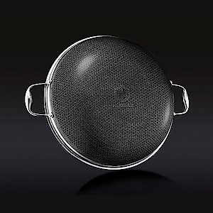 HexClad Hybrid Nonstick 14 Inch Wok with Steel Lid, Dishwasher and Oven Safe, Induction Ready, Compatible with All Cooktops