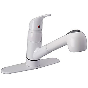 Pfister G13310WW Pfirst Series 1-Handle Pull-Out Kitchen Faucet in White, Water-Efficient Model