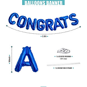 Big Congrats Balloon Gold 16 inch Letters Banner Blue Graduation Party Decorations Supplies