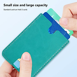 3 Pack Phone Card Holder for Back of Phone, Leather Phone Wallet Stick On, Credit Card Holder for Phone Case Compatible with iPhone, Samsung, Android and All Cell Phone (Tiffany Blue)