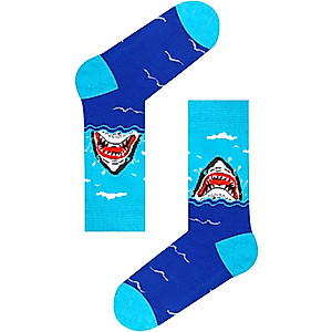 HAPPYPOP Crazy Kids Socks Fun Socks for Boys, Kids Boys Socks Childrens Socks Shark Gifts Shark Socks for Kids Boys 7-10 Years