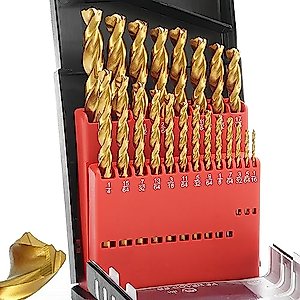 BeHappy Titanium Twist Drill Bit Set, 21Pcs M35 High Speed Steel Jobber Drill Bit Set, Cobalt Drill Bit Set for Stainless Steel, Hardened Metal, Cast Iron,Wood,Plastic, Rose Storage Case, 1/16"-3/8"