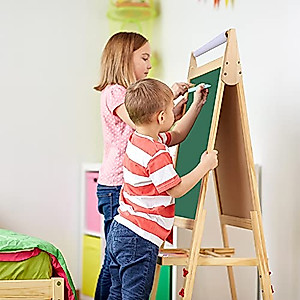 Art Easel for Kids,Standing Kid's Art Easel,Kids Easel with Magnetic Chalkboard & White Board,Kids Art Easel with Paper Roll