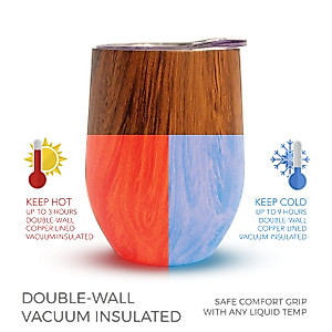 Intuition Trading Company Stainless Steel Stemless Insulated Wine Tumbler with Lid Set, 12oz, Set of 2, Double-Wall Vacuum-Insulated for Wine, Coffee, Cocktails