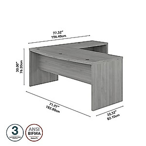 Bush Furniture L Shape Desk with Wire Management | Echo Collection Corner Bow Front Table for Home Office with Quick-to-Assemble Hardware, 72W, Modern Gray