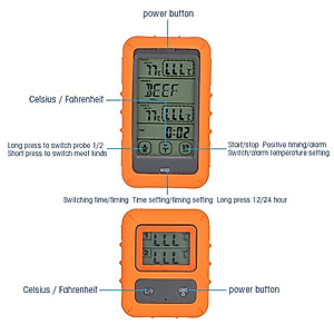 Portable Wireless Thermometer TS-TP20 Wireless Remote Digital Double Needle Probe Display Digital Cooking Food Meat Thermometer