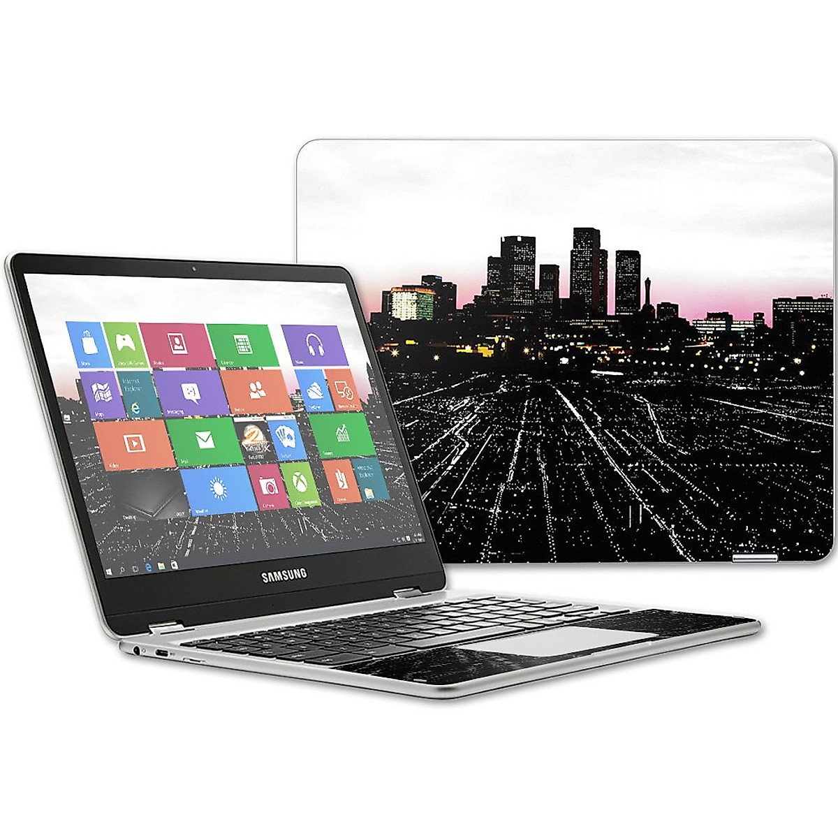 MightySkins Skin Compatible with Samsung Chromebook Plus 12.3"(2017 - Urban Night | Protective, Durable, and Unique Vinyl Decal wrap Cover | Easy to Apply, Remove, and Change Styles | Made in The USA