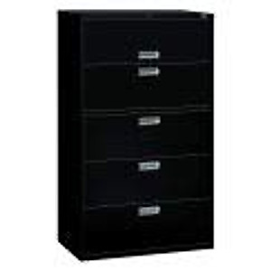 HON 695LP 600 Series Five-Drawer Lateral File, 42w x 19-1/4d, Black