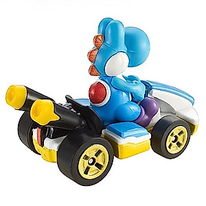 DieCast Hotwheels Mario Kart Light-Blue Yoshi (Standard Kart) 1:64 Scale