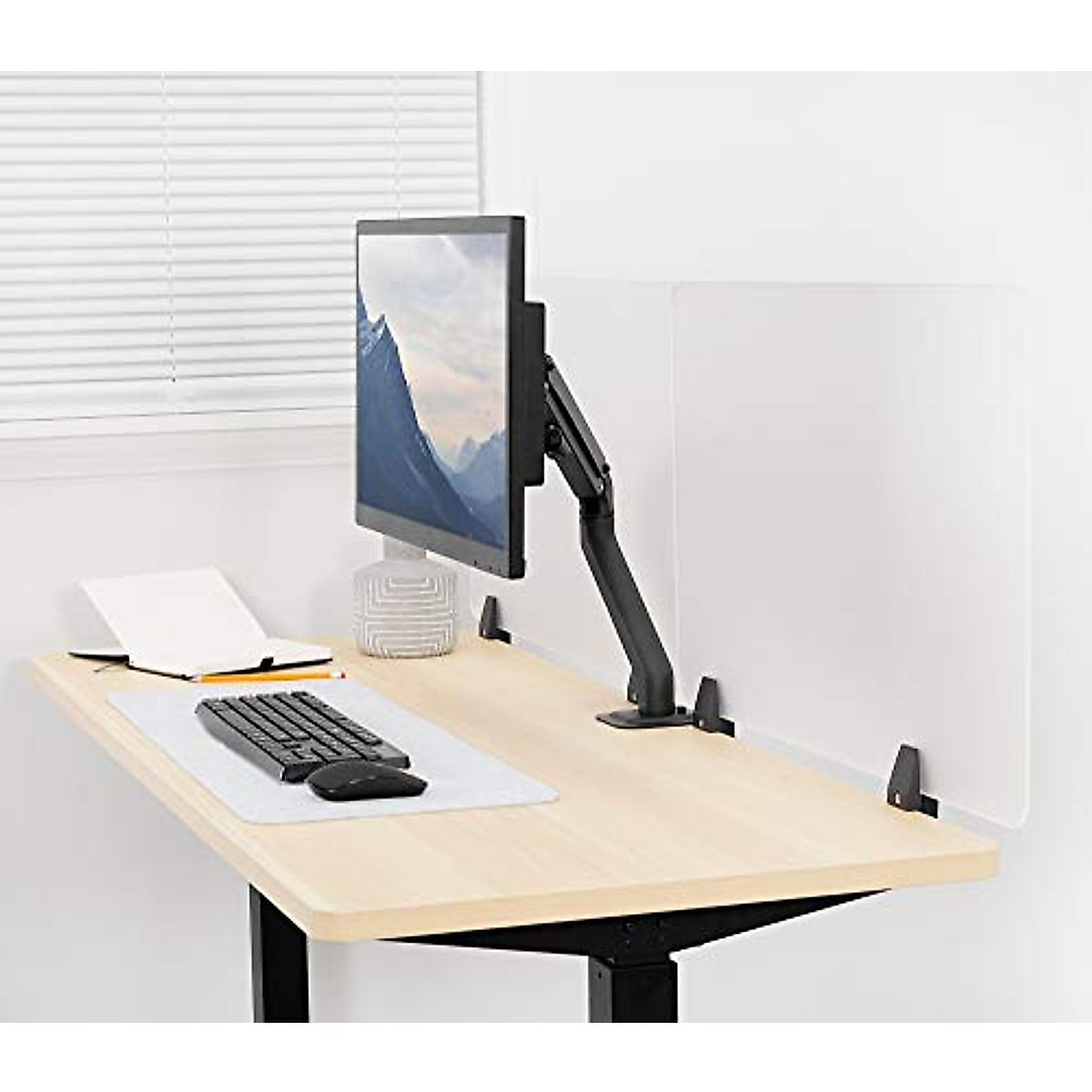 VIVO Dual Frosted Plexiglass 30 x 18 inch Clamp-on Desk Privacy Panels, Acrylic Cubicle Desk Dividers, Office Partitions, Pack of 2, PP-2-G060C