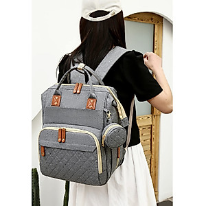 3 in 1 Diaper Bag Backpack with Changing Pad Large Capacity Portable Portable Foldable Mommy Bag Waterproof Newborn Baby Shower Gifts Travel Backpack Stroller Straps（Grey）