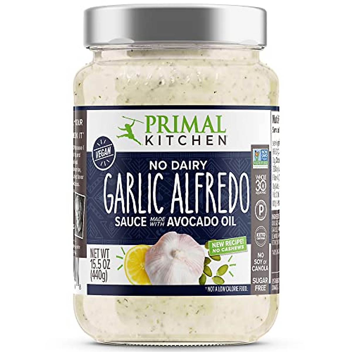 Primal Kitchen No Dairy Alfredo Sauce Two-Pack, Keto Certified and Certified Paleo, Includes 1 Traditional and 1 Garlic Alfredo Sauce
