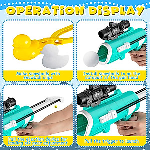 Halloscume 2 Snow Ball Guns with 2 Duck/1 Round/1 Square Shaped Snowball Clip, 1 Snow Shovel, 1 Triangle Snow Spade, 1 Spatula, 1 Carry Bag Snow Toys Snowball Maker Tool for Winter, 10 Pcs