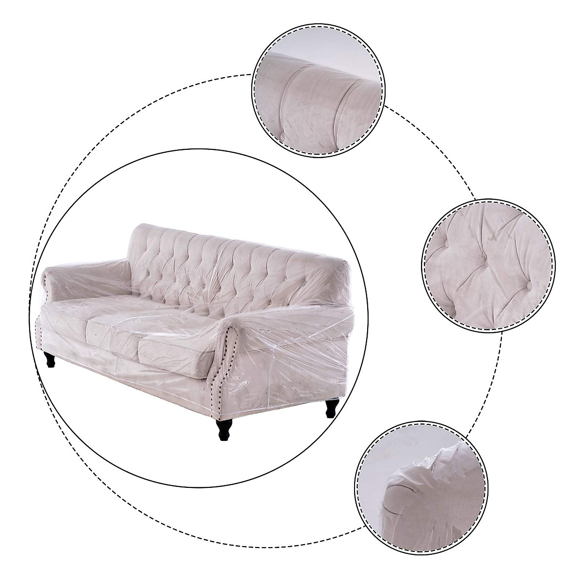 Swanna Plastic Thicker Clear Heavy-Duty Waterproof Sofa/Couch Cover - Protection Against Pets/Dog Clawing, Vinyl Sofa Slipover Furniture Protection for Storage and Moving (Sofa-1 Pack)