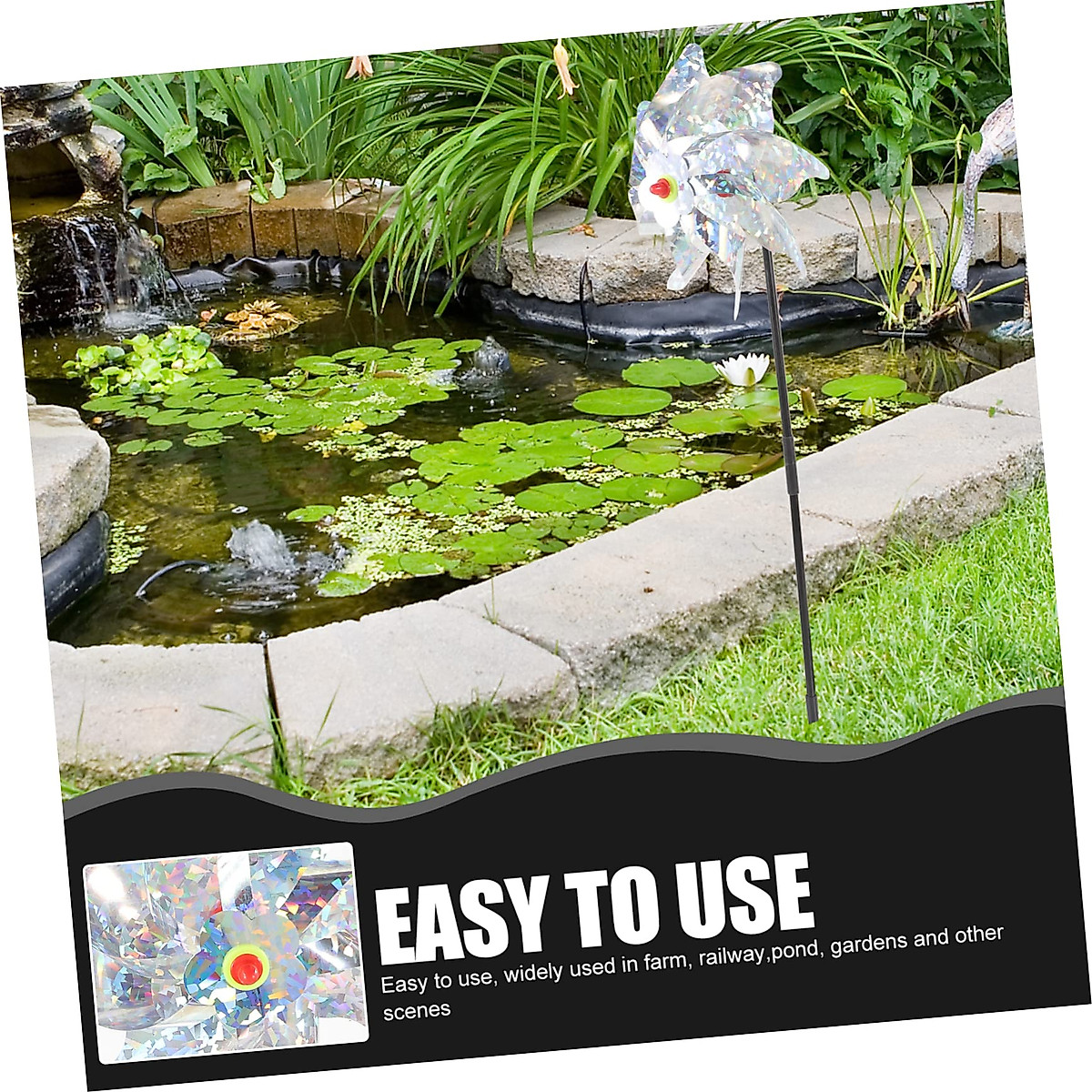BESPORTBLE Reflective Windmill 20 Pcs Garden Windmill Garden Bird Fishpond Orchard Windmill Bird Windmill Reflective Pinwheels Prop to Rotate Plastic Bird Belt Outdoor