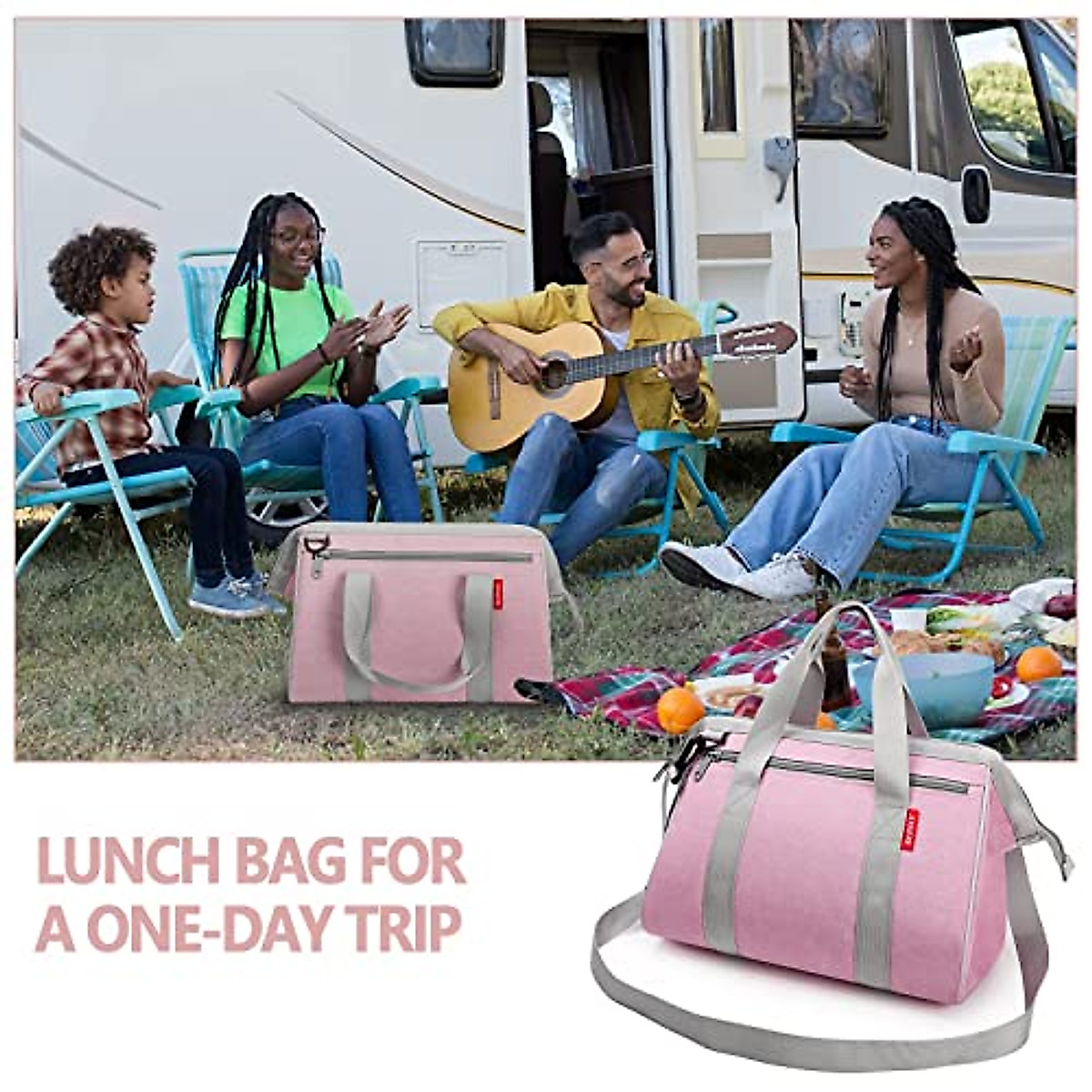 Lunch Box for Men, Insulated Lunch Bag Women, Personalized Reusable Lunch Tote Bag for Office Work, Leak-proof Adult Lunchbox Container Cooler Sack Handbag Case (Pink)