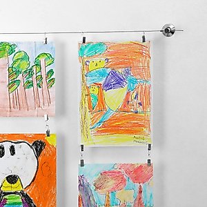 Art Display for Kids Artwork - 10ft Alloy Steel Wire with 48 Clips | Willow & Eva