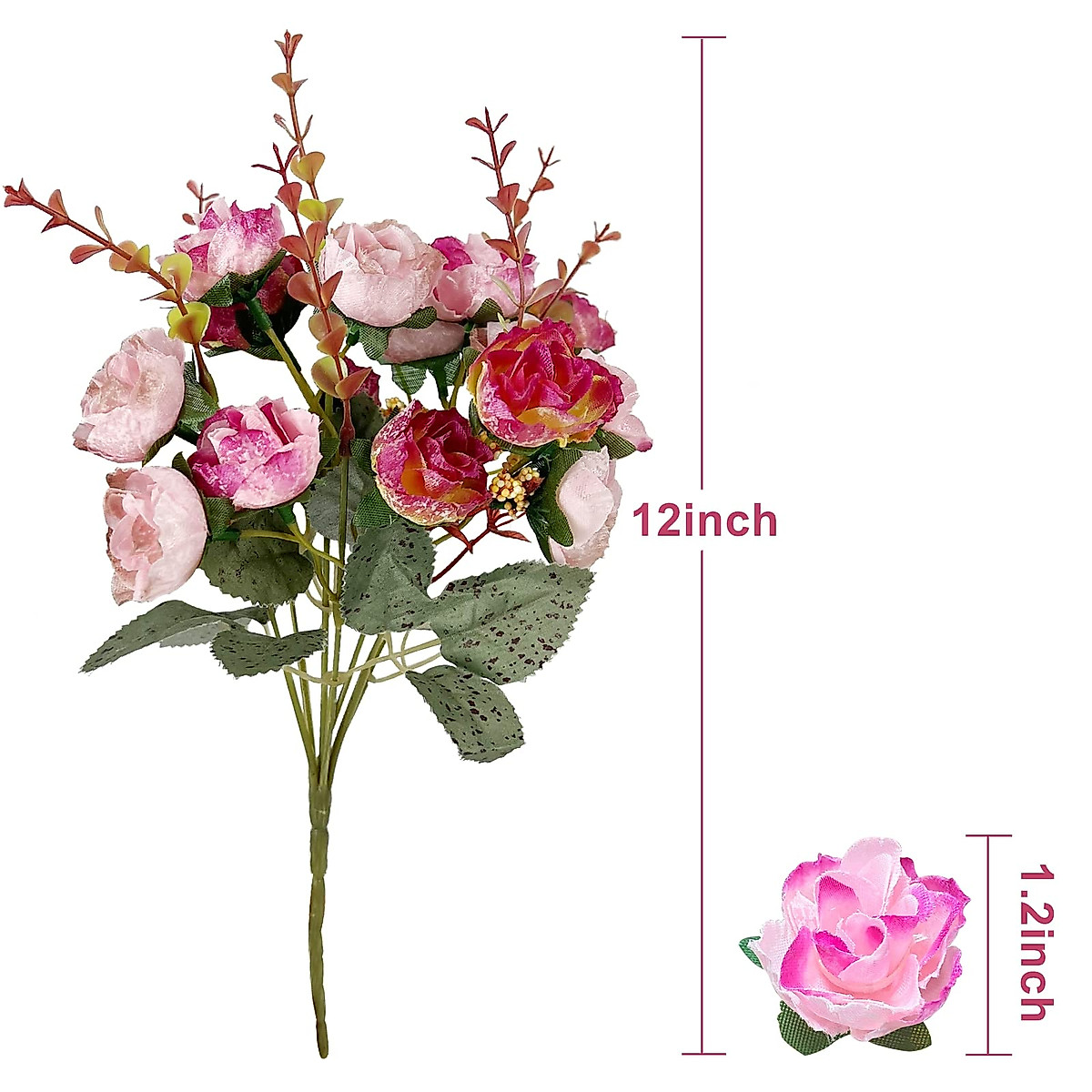 TURNMEON 63 Heads Rose Artificial Flowers Bouquet 3 Bundles Fake Flowers for Cemetery Summer Decorations Silk Flowers Fake Rose Home Decor Wedding Bouquet Faux Flower Spring Decor(Rose Red)