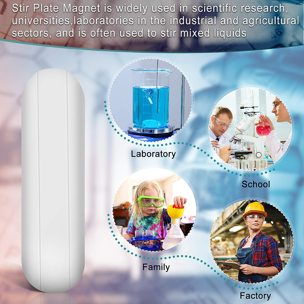 PTFE Magnetic Stirrer Mixer Stir Bar, White Color, Stir Rod Magnetic, Laboratory Bar, Stir Plate Bar, Stir Plate Magnet Stick (8 Pieces,30 mm/ 1.18 Inch)