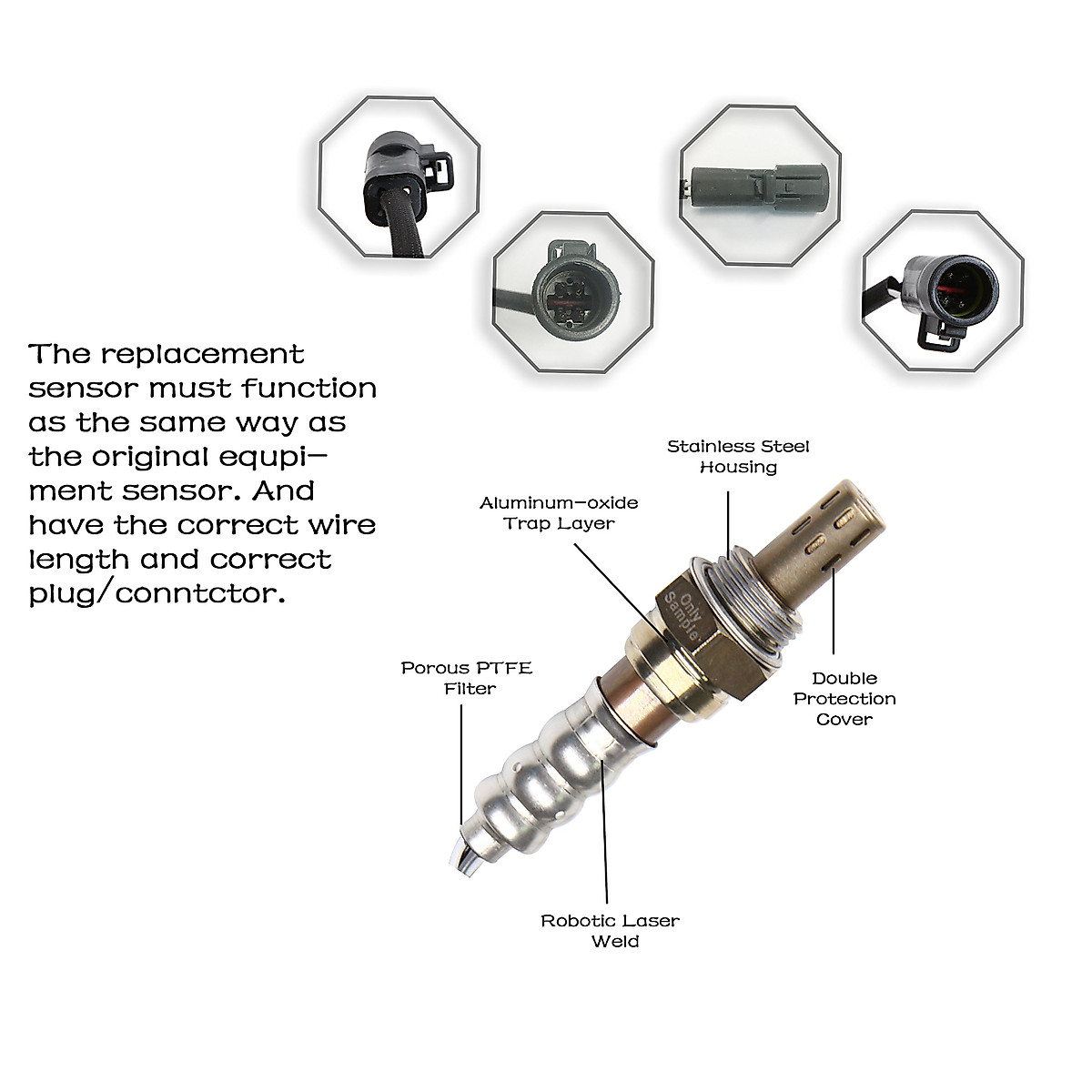 Oxygen Sensor O2 Sensor Front Rear Upstream Downstream for Ford, Lincoln, Mercury & Mazda - Ranger, Mustang, Expedition, Explorer, Escape, F150, Tribute Compatible with Bosch 15717 15718 (1PCS)