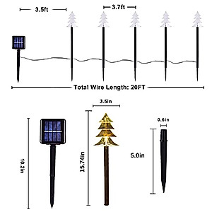 PIXFAIRY Solar Christmas Pathway Lights Outdoor, Waterproof Solar Powered Stake Lights, Christmas Decorations for Home, Pathway, Garden, Walkway, Yard, Lawn, Patio (5 Tree)