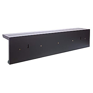 kieragrace Kian Wall Shelf with Five Pegs - Black, 24" by 5.25"