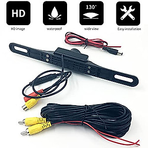 BESULEN Car License Plate Reverse Backup Camera, 8 LED Waterproof Back Up Camera, 720P Clear Night Vision Car Rear View Camera, Car Accessories Universal Reverse Rearview Cam for Vehicle SUV Pickup