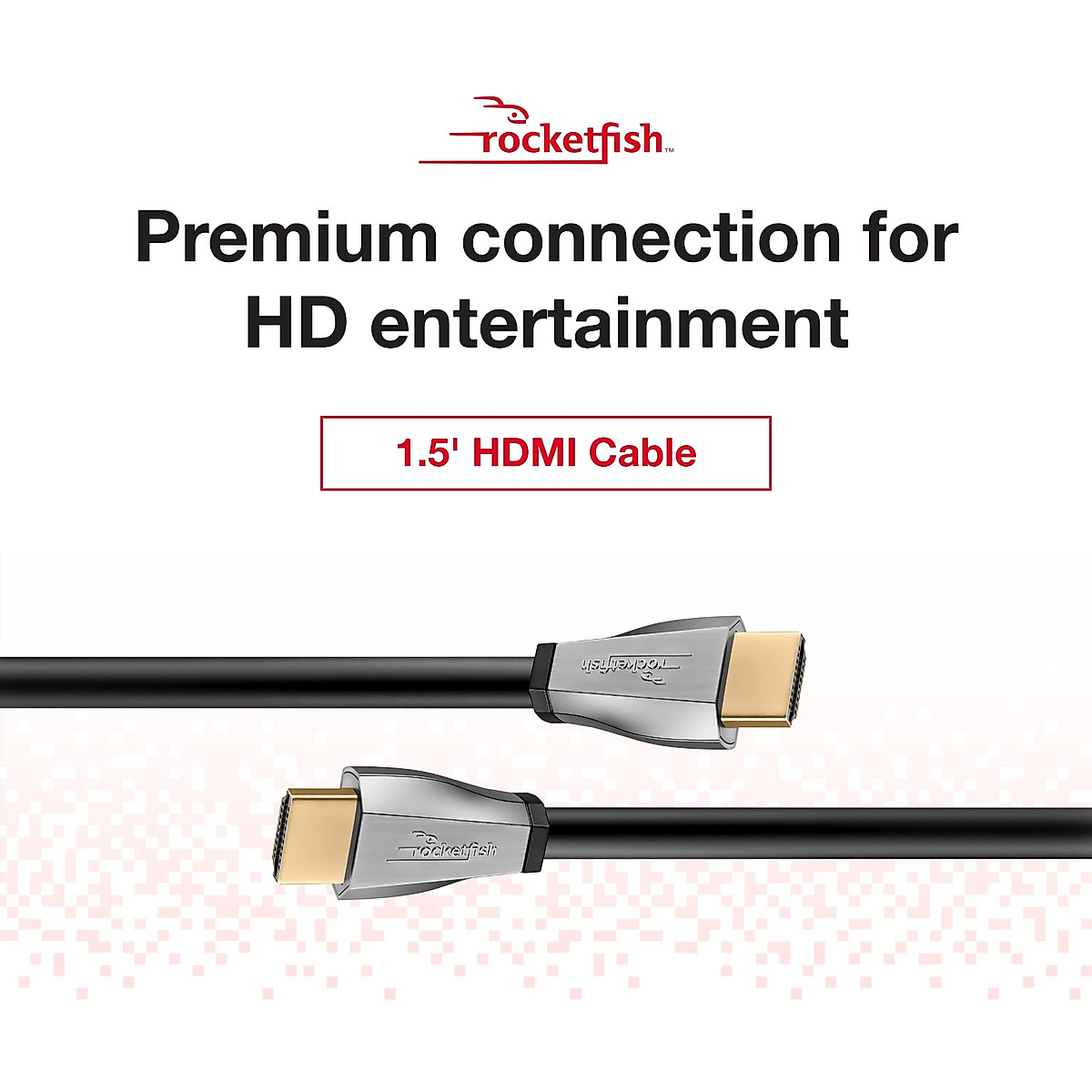 Rocketfish 4K UltraHD/HDR in-Wall Rated HDMI Cable - HDMI Cable Supports 4k Ultra HD & Dolby Atmos - Premium Cable for HDR & Quality Audio - Premium & Durable Black HDMI Cable - 1.5'