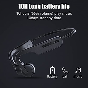 Open Ear Air Conduction Headphones, Bluetooth 5.0 Wireless Running Headphones 10 Hours Playtime HiFi 9D Stereo Sweatproof Sports Headset with Mic for Driving, Hiking, Cycling (Black)
