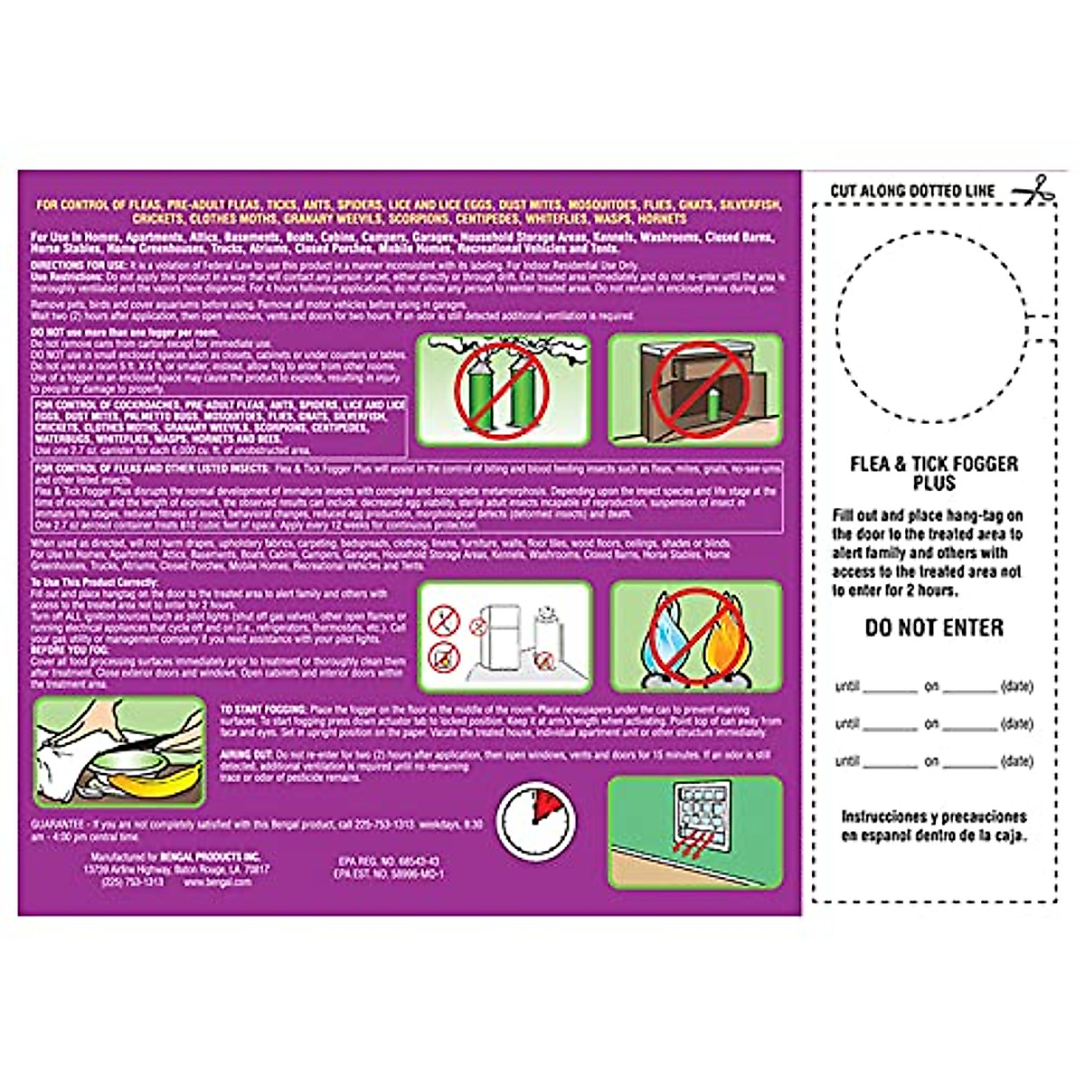 Bengal Flea and Tick Fogger Plus – 3 Pk Odorless Spray Treatment for Home Infestations – 12 Week Insect Killer, 3x2.7 oz