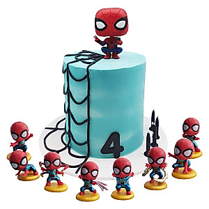 Spiderman Cake Toppers Picks for Kids Birthday Party, Baby Shower Cake Decorations (Spiderman 8pcs)