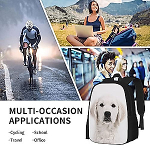 White Golden Retriever Printed Backpack Teen Boys & Girls Laptop Backpack 15" Outdoor Travel Lightweight Bag