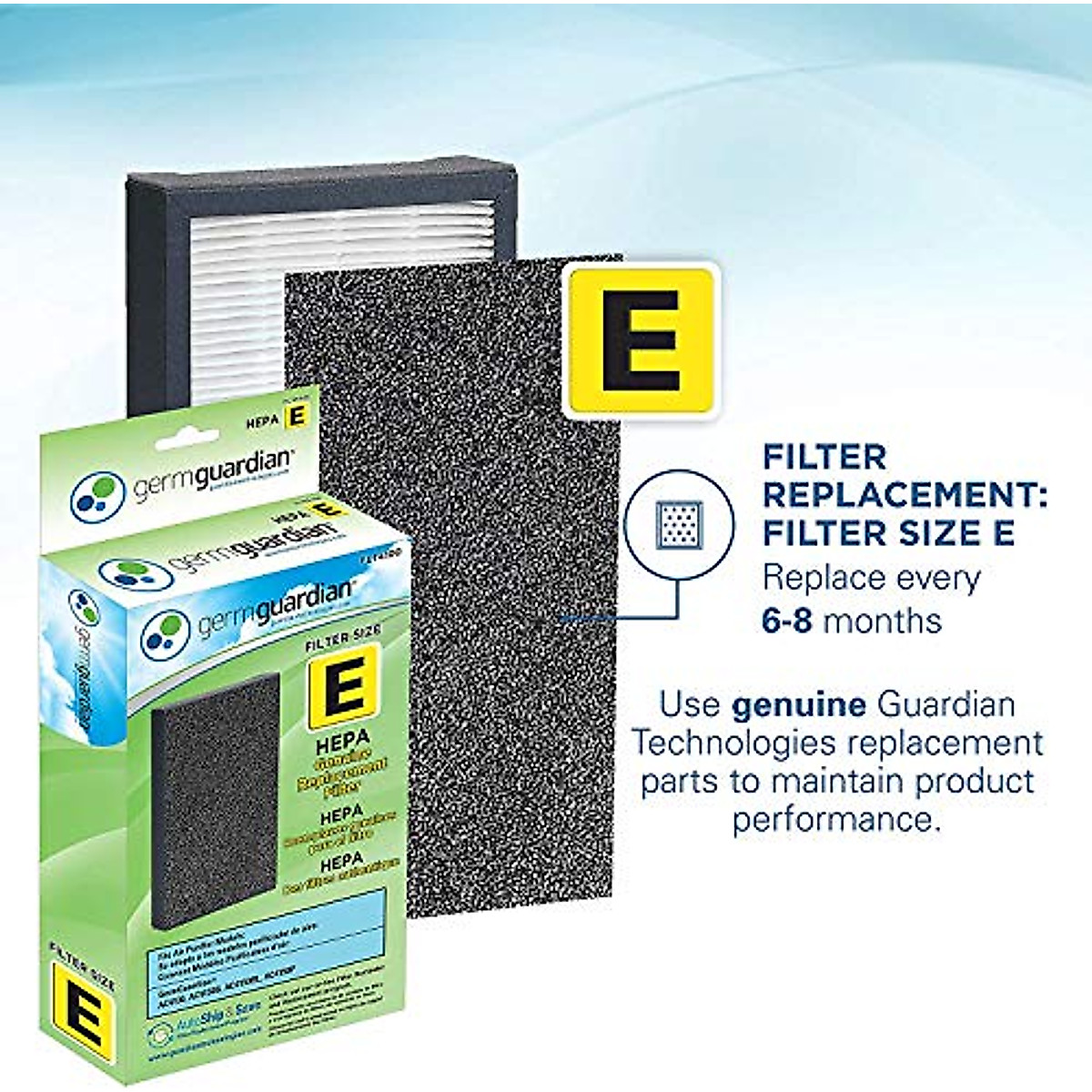 Germ Guardian HEPA Filter Air Purifier with Guardian Technologies GermGuardian Air Purifier Filter FLT4100 Genuine HEPA Replacement Filter
