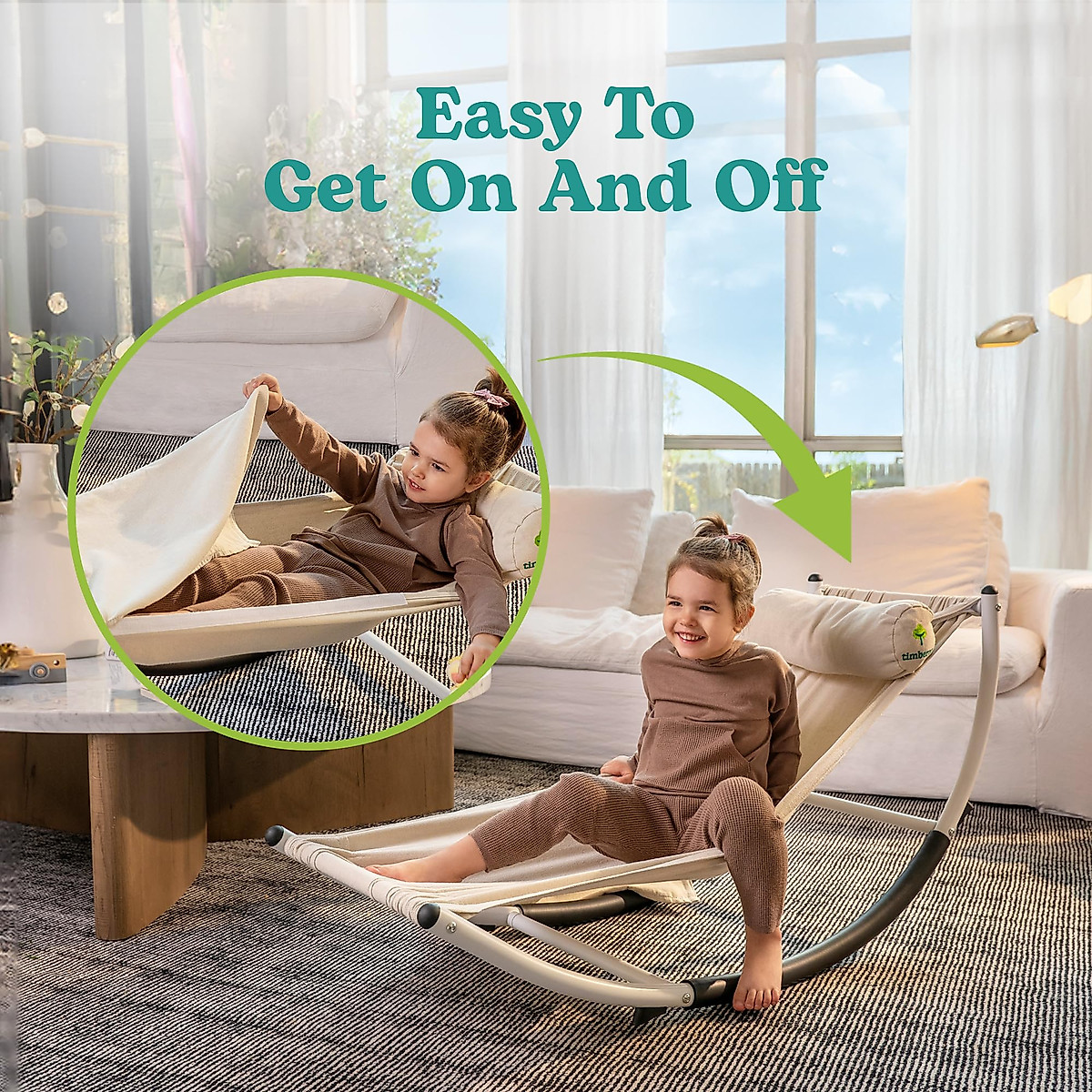 Timberoo Kids Rocking Chair - Kids Recliner Chairs for Toddlers, Kids Chairs Comfy Toddlers Lounge Chair - Adjustable Pillow and Blanket for Sensory Comfort Included