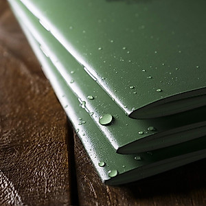 Rite in the Rain Weatherproof Mini-Stapled Notebook, 3 1/4" x 4 5/8", Green Cover, Universal Pattern, 3 Pack (No. 971FX-M), 4.625 x 3.5 x 0.125