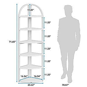 Tribesigns Corner Shelf, Tall Corner Bookshelf for Small Space, Rustic Plant Stand Display Rack for Living Room, Home Office, Kitchen