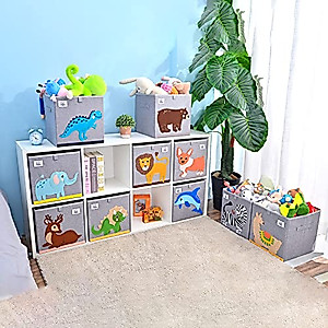 CLCROBD Foldable Animal Cube Storage Bins Fabric Toy Box/Chest/Organizer for Toddler/Kids Nursery, Playroom, 13 inch (Dinosaur T-Rex)