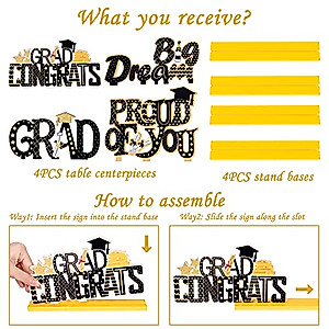 4PCS Graduation Decorations 2023 Table Centerpieces - Congrats Grad Party Decor Supplies Ornaments (Assembly Needed)