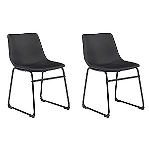 Signature Design by Ashley Centiar Mid Century Round Dining Room Table, Gray & Black & Centiar Mid Century Dining Room Bucket Chair, Set of 2, Black