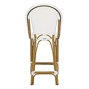 SAFAVIEH PAT4019A Collection Gresley Navy and White Indoor/Outdoor Stacking French Bistro Counter Stool