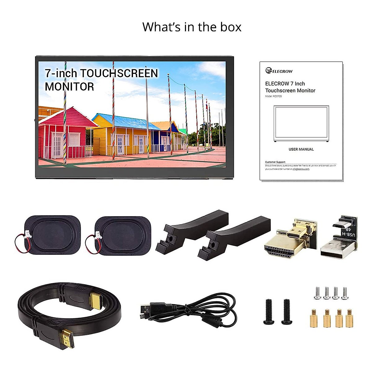 ELECROW 7 Inch Monitor 1024x600 Portable Touchscreen Monitor for Laptop Compatible with Raspberry Pi Banana Pi Jetson Nano Computer