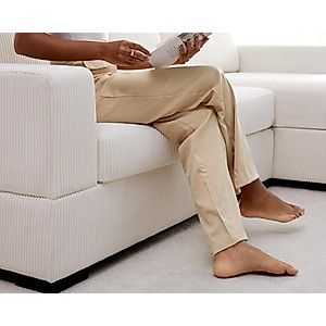 AMERLIFE 162Inch Oversized Sectional Sofa, U Shape Couch with Corner Seat, Corner Sofa with Right Facing Oversized Double Chaise, Large Sofa for Living Room, White Corduroy